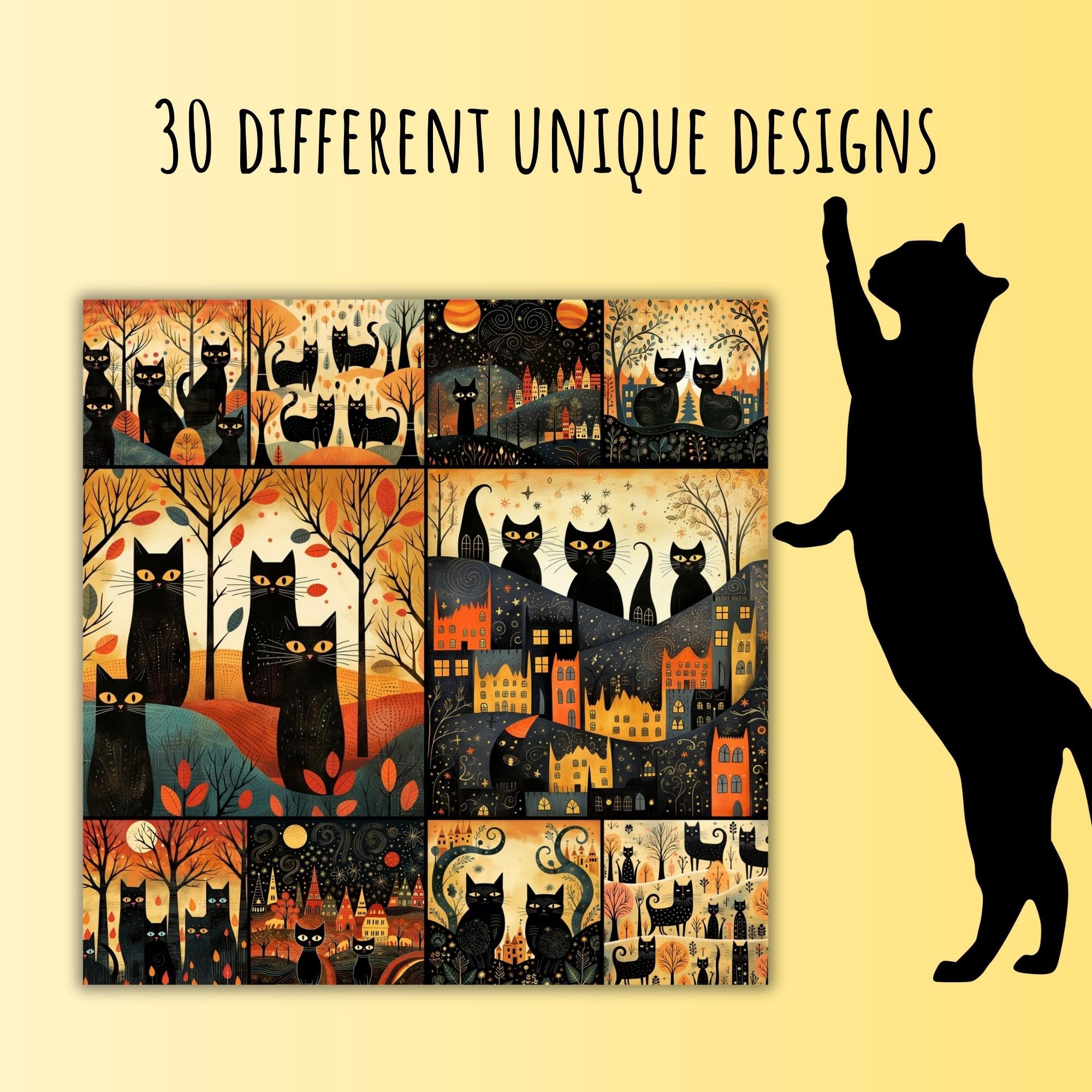 Black Cat Blessings Digital Paper Bundle Scrapbooking Junk - Etsy