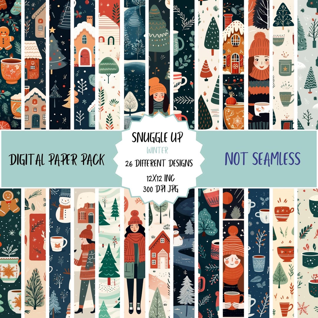 Snuggle up Winter Digital Paper Bundle, Printable Download, 300 DPI Jpg ...
