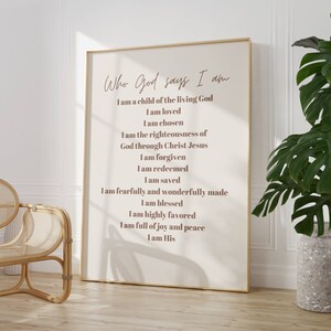 Who God Says I Am Poster Typography Print Biblical Wall - Etsy