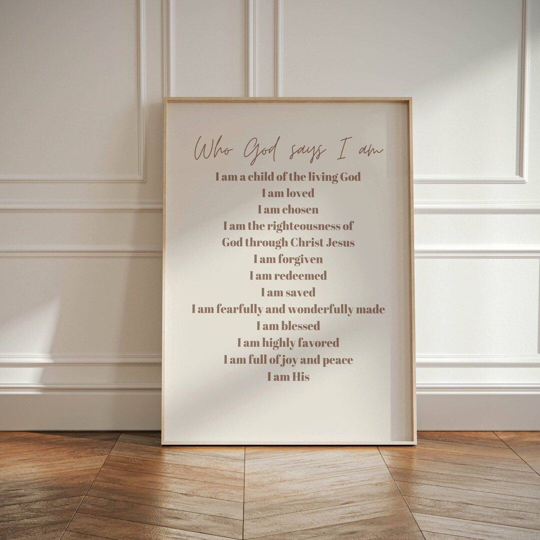 Who God Says I Am Poster Typography Print Biblical Wall - Etsy