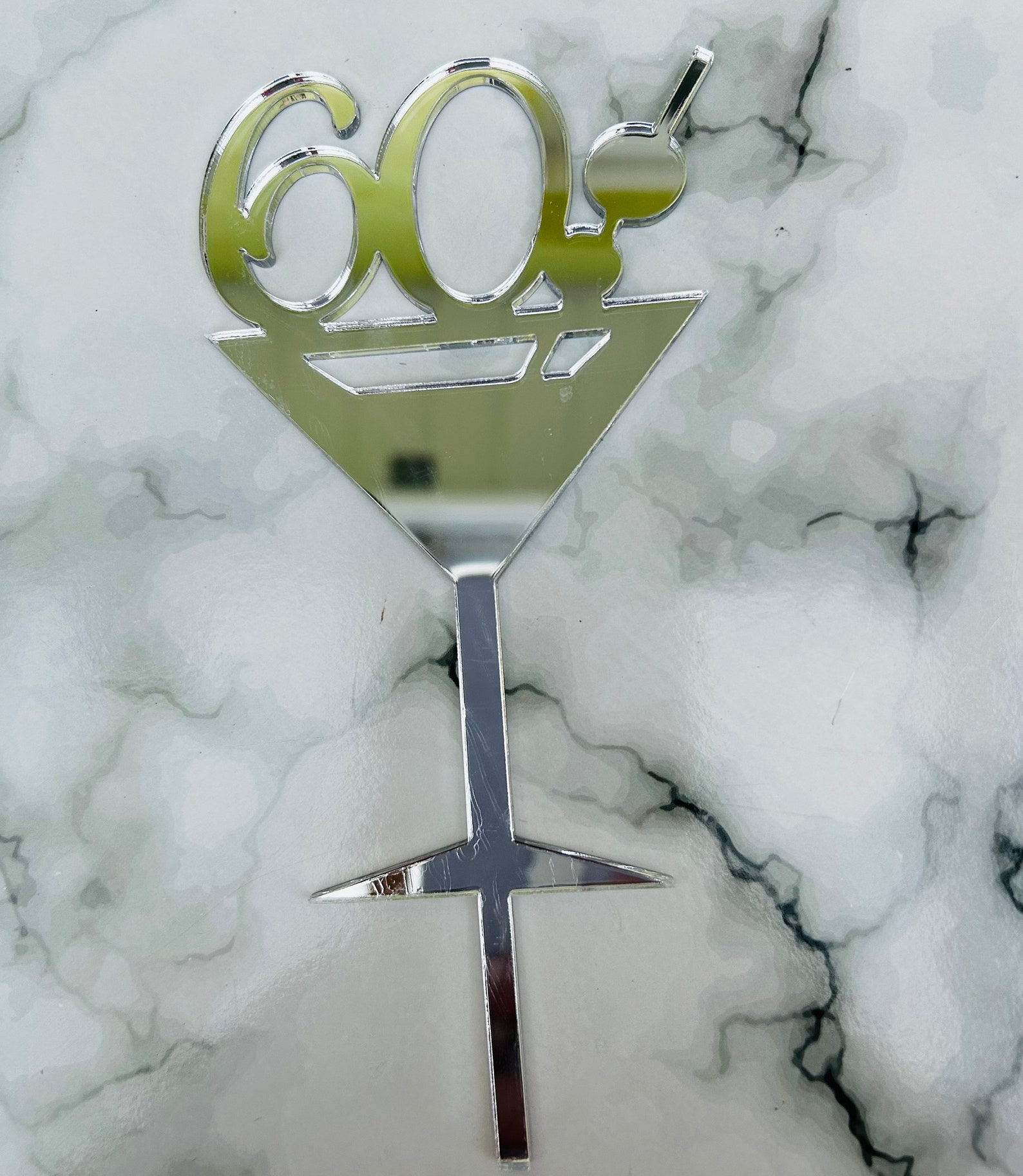 Handmade Martini Glass Cocktail Mirror Acrylic Number Cake Topper - Etsy