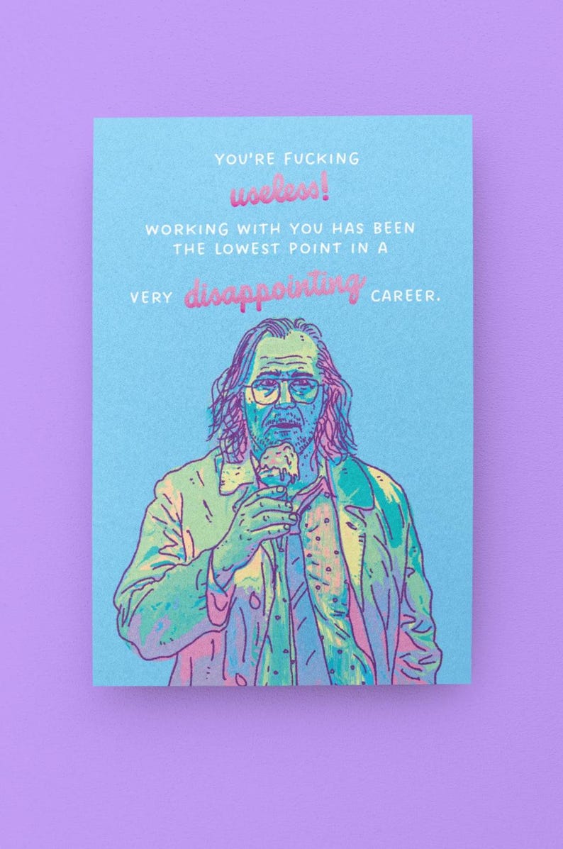 Leaving Card in Jackson Lamb Style CAREER, Rude Message, Offensive ...