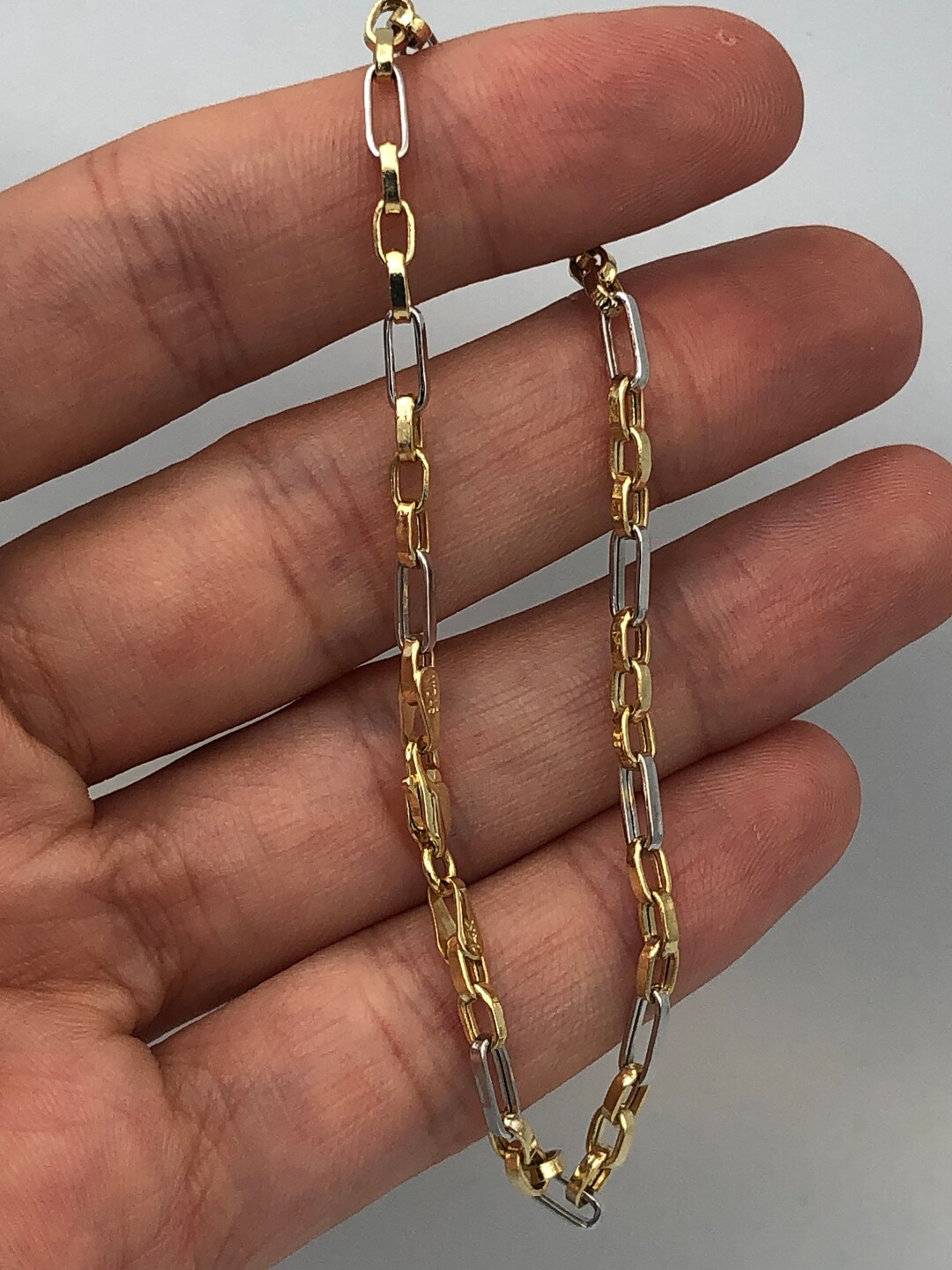 14K Gold 3mm Solid Gold Box Chain Bracelet Ladies Bracelet/necklace Man ...