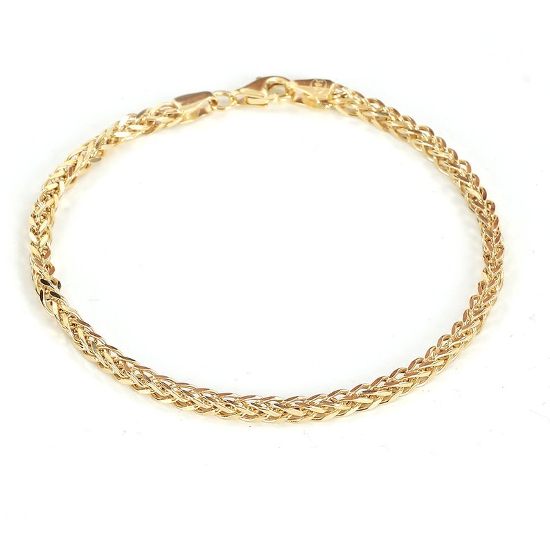 14K Real Gold 2.90mm Hallow Spike Chain Bracelet Ladies Bracelet ...