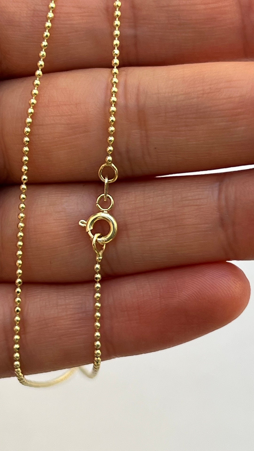 14K Real Gold Chain Ball Chain Necklace Chain Ladies Necklace gold ...