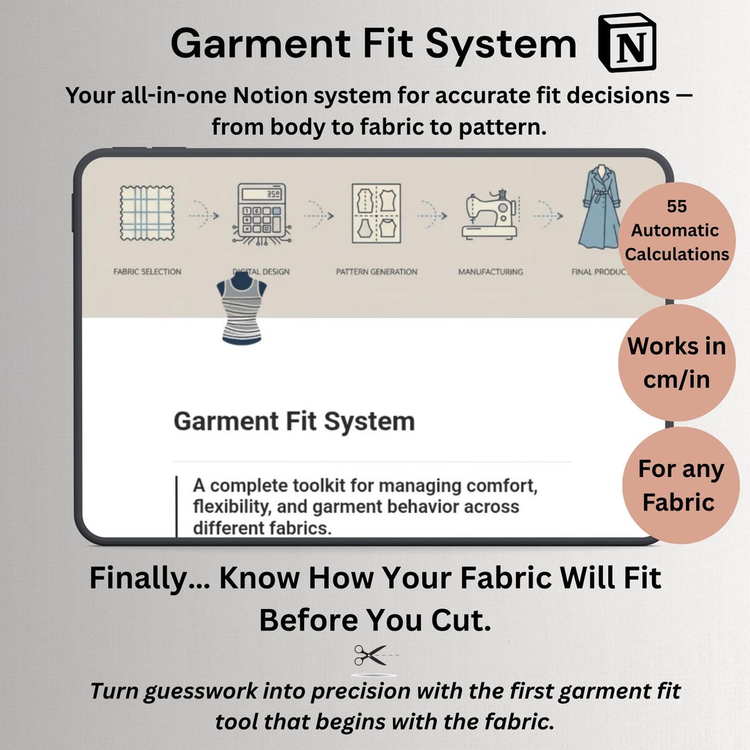 Notion Template for Fitting Garments: Fabric Stretch Sewing Project ...