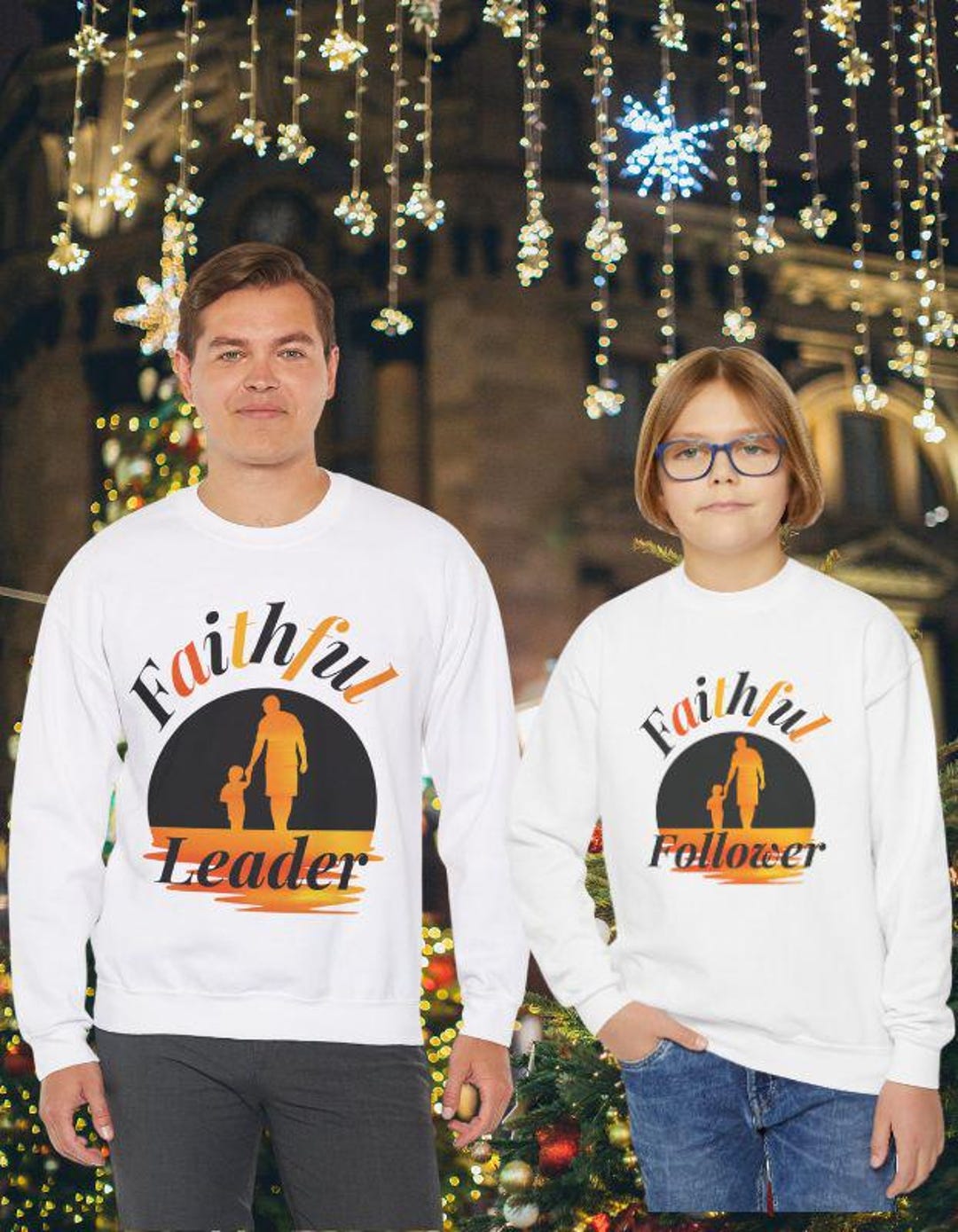 Father and Son Matching Sweaters Faithful Leader and Faithful Follower ...