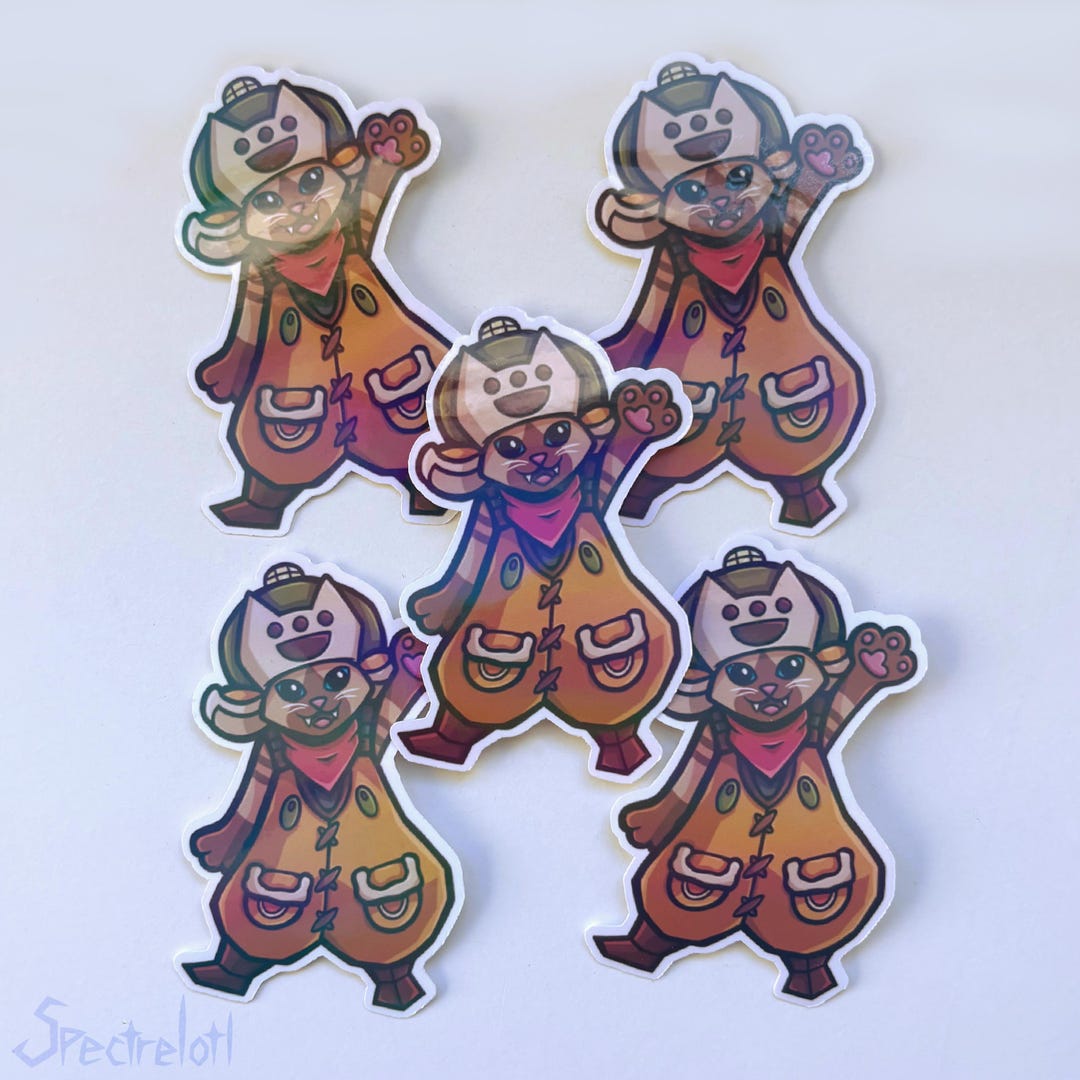 Monster Hunter Wilds Inspired Palico Holographic Sticker - Etsy