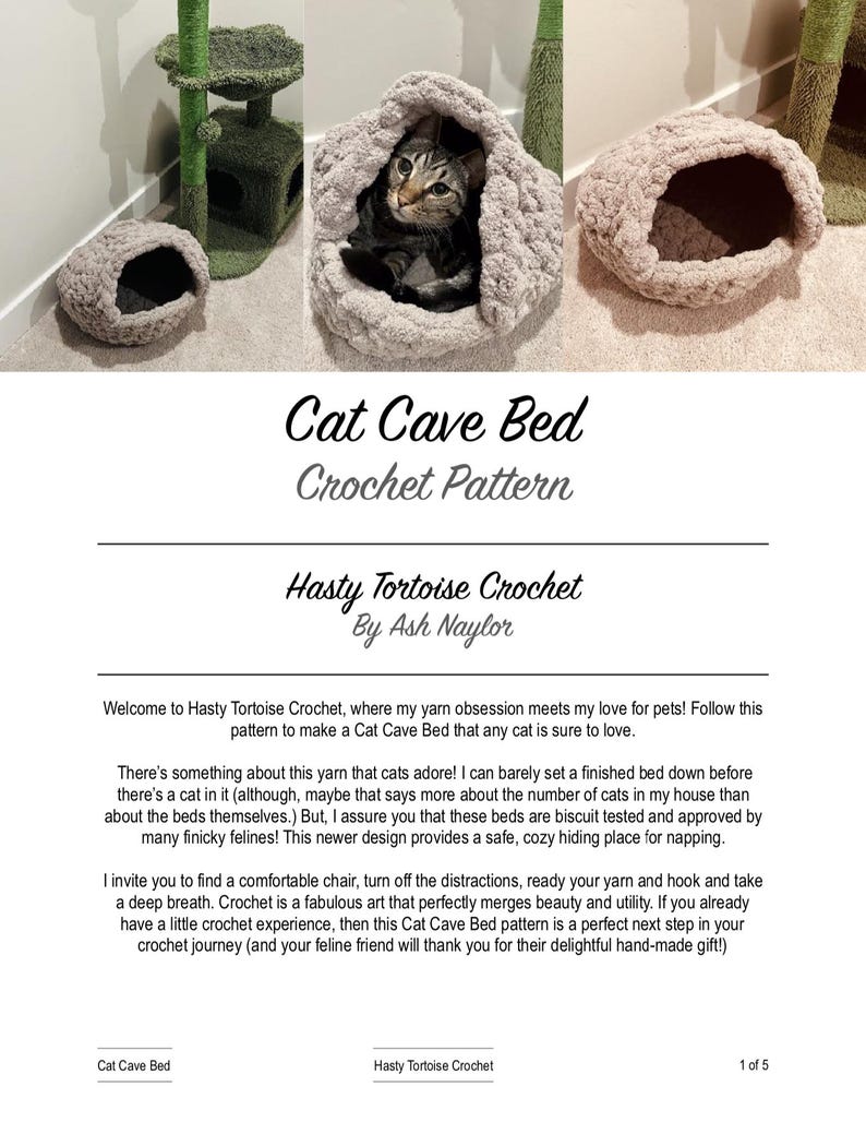 Crochet Pattern Cat Cave Bed Chunky Yarn Crochet Cave Bed for Pet ...