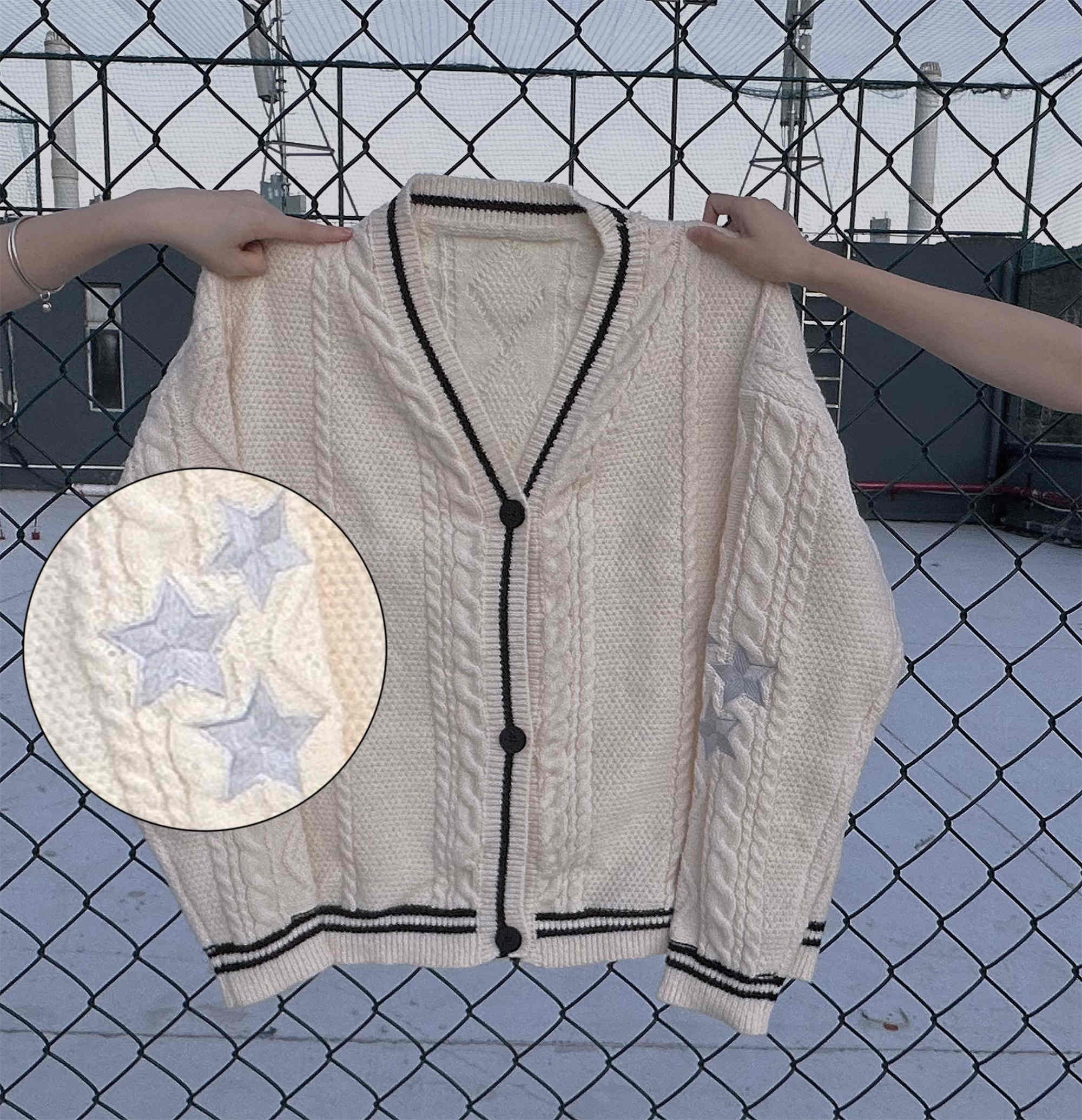 Folklore Cardigan Star Embroidered Merchandise Oversized Hand - Etsy Sweden