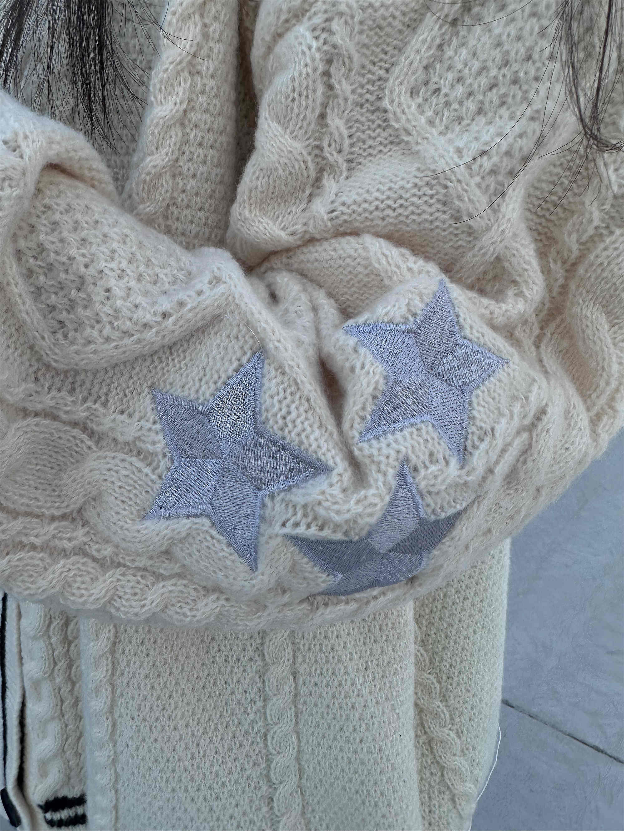 Folklore Cardigan Star Embroidered Merchandise Oversized Hand - Etsy Sweden