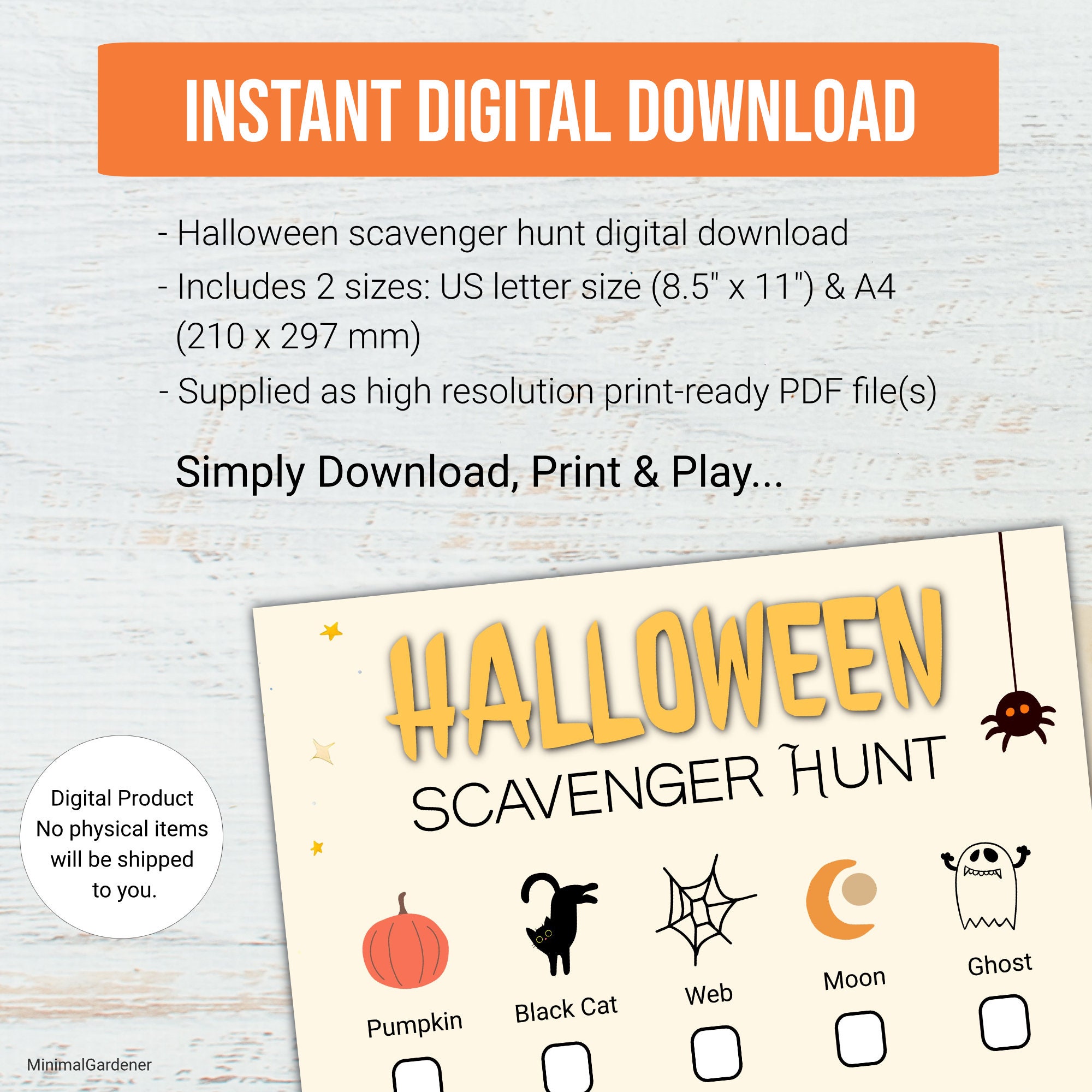 Halloween Scavenger Hunt, Kids' Halloween Game Printable. Halloween ...