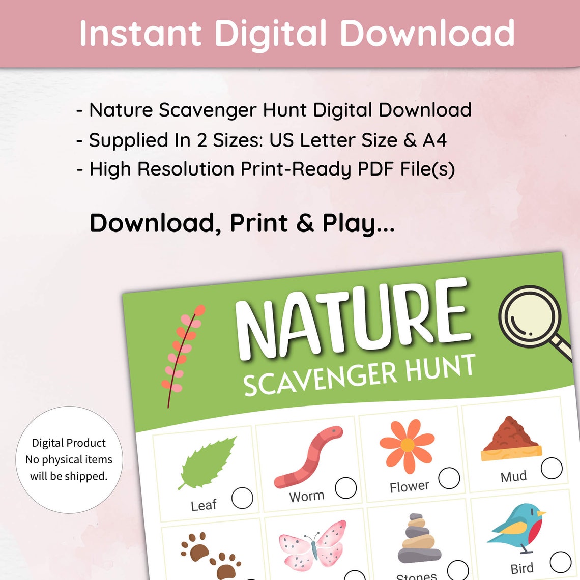 Nature Scavenger Hunt Printable, Outdoor Scavenger Hunt, Forest ...