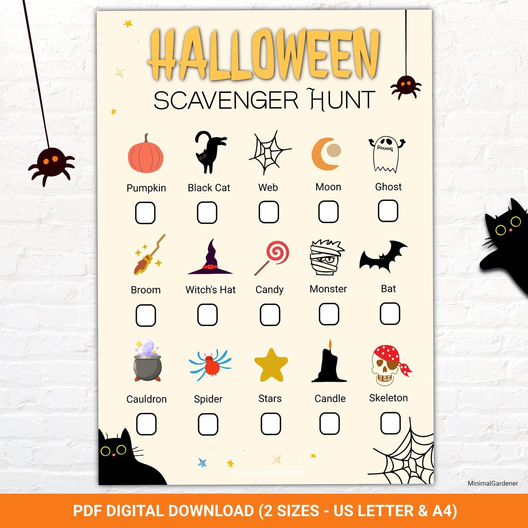 Halloween Scavenger Hunt, Kids' Halloween Game Printable. Halloween ...
