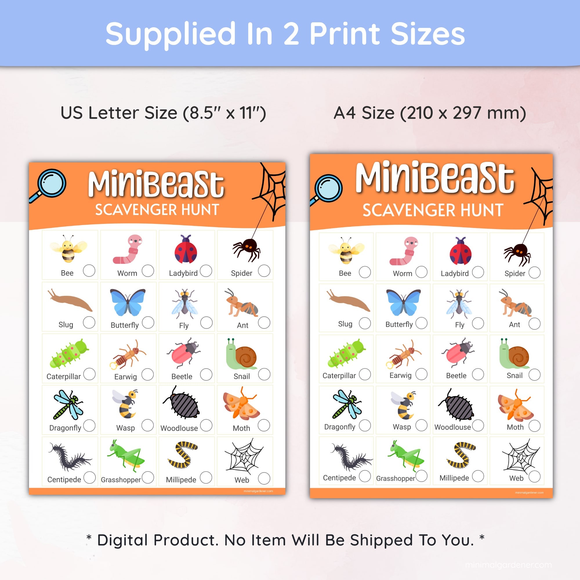 Minibeast Scavenger Hunt Printable, Insect Checklist, Camping Activity ...