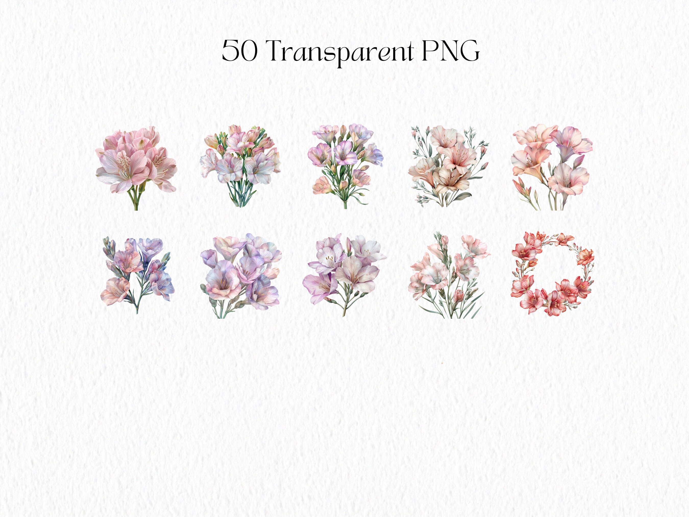 Watercolor Flower Clipart, Pale Pink & Silver Flowers Bundle ...