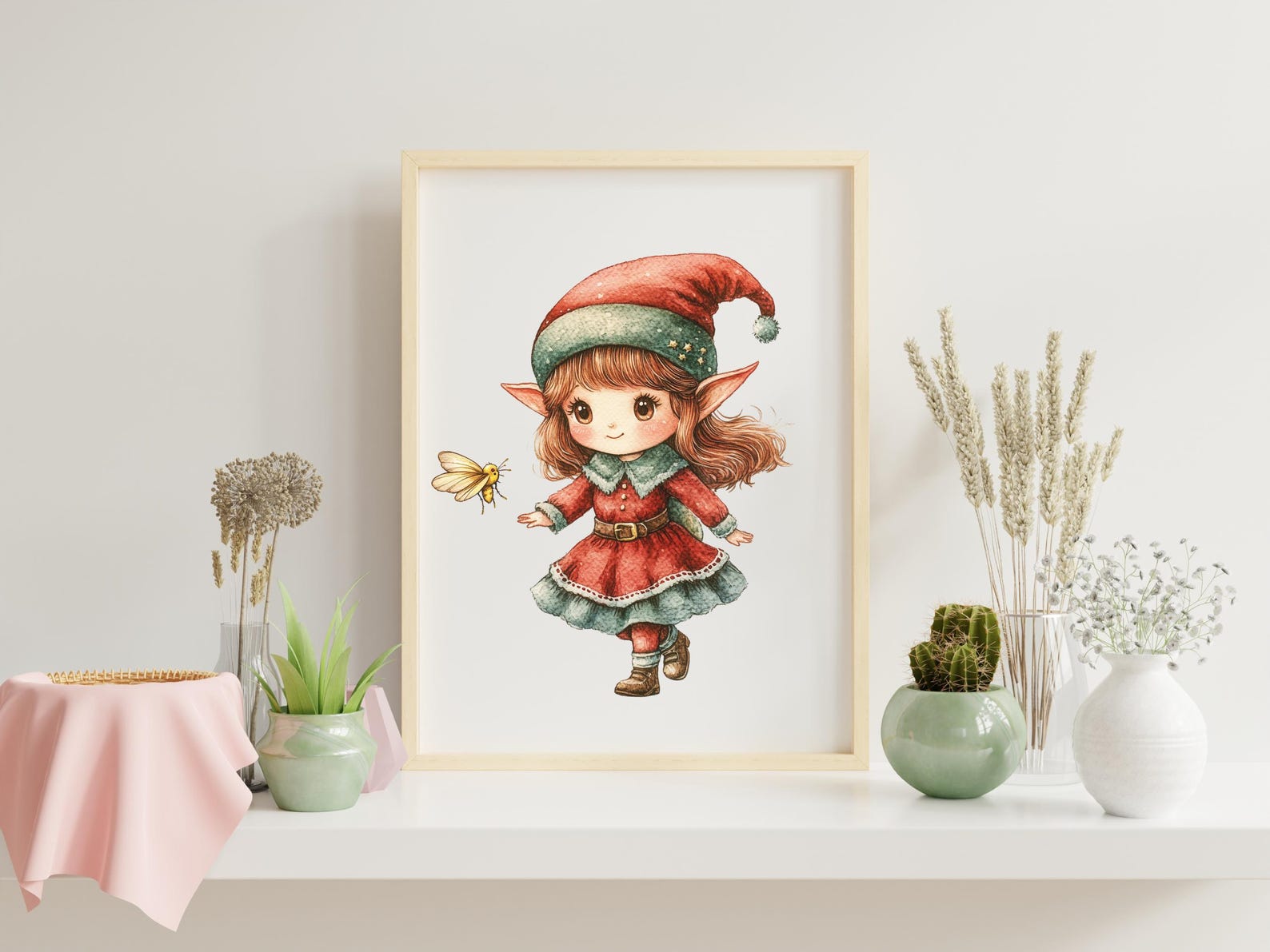 Cute Christmas Elves Watercolor Clipart, PNG, Cute Elf, Christmas Clip ...