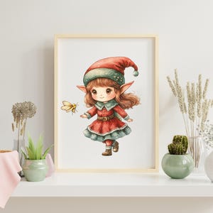 Cute Christmas Elves Watercolor Clipart, PNG, Cute Elf, Christmas Clip ...