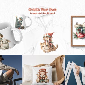 Cute Christmas Elves Watercolor Clipart, PNG, Cute Elf, Christmas Clip ...