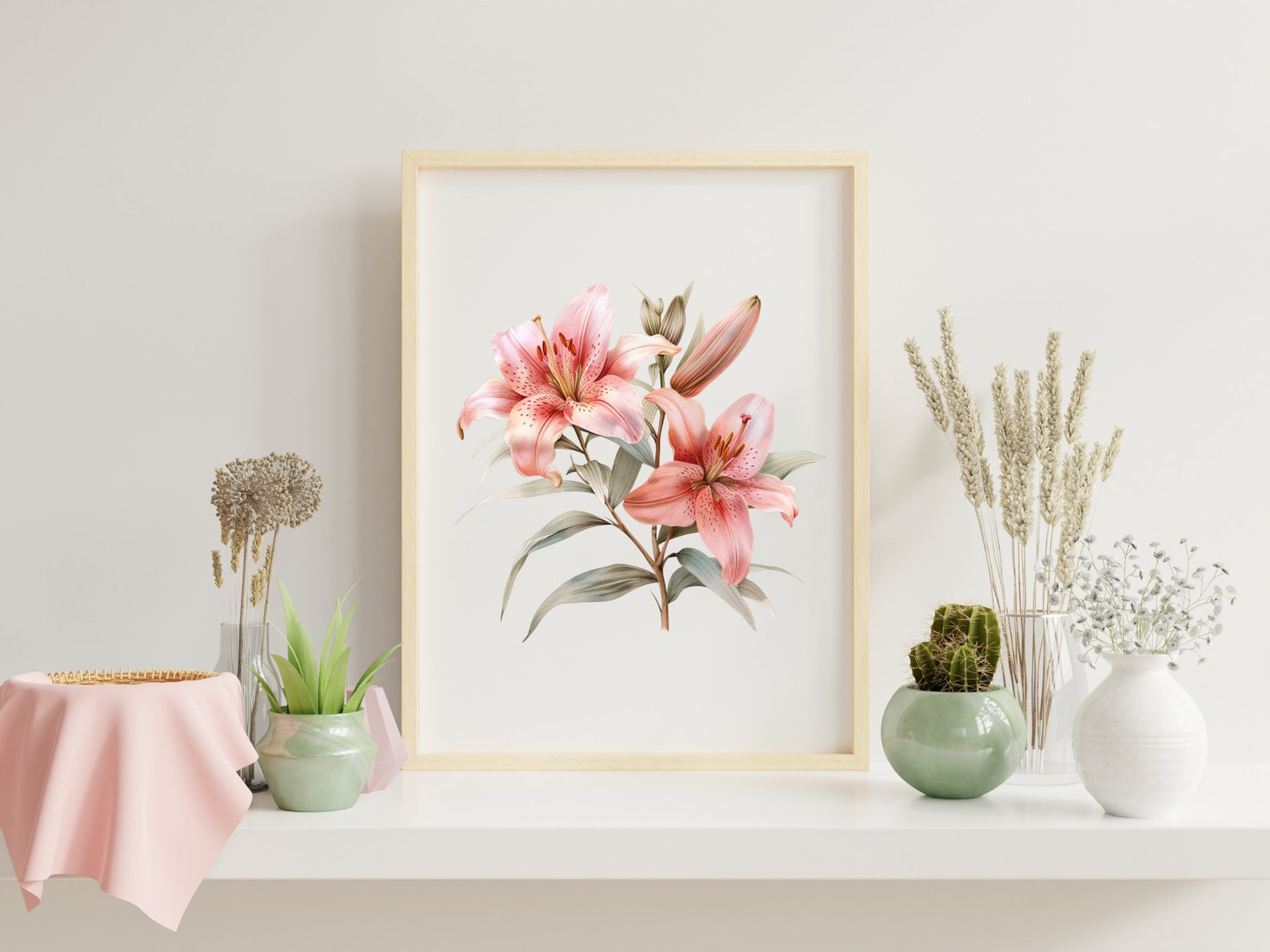 Watercolor Flower Clipart, Pale Pink & Silver Flowers Bundle ...