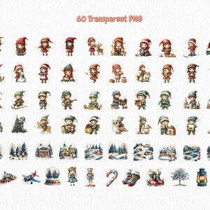 Cute Christmas Elves Watercolor Clipart, PNG, Cute Elf, Christmas Clip ...