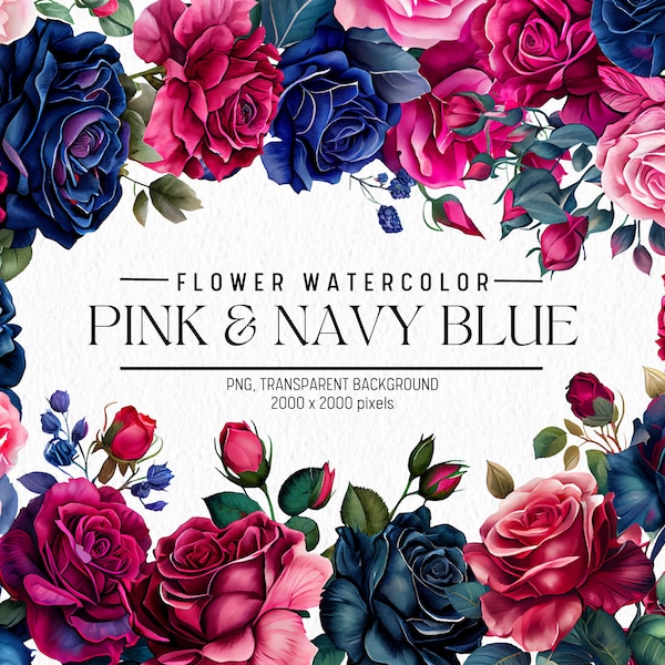 Hot Pink Navy Blue - Etsy