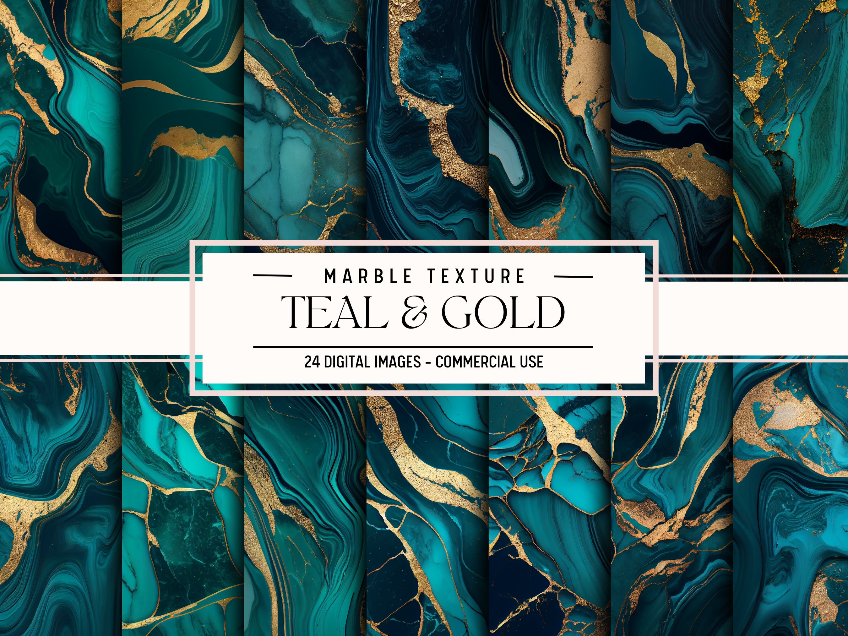 Teal and Gold Marble Digital Texture, Marble Texture for Commercial Use ...