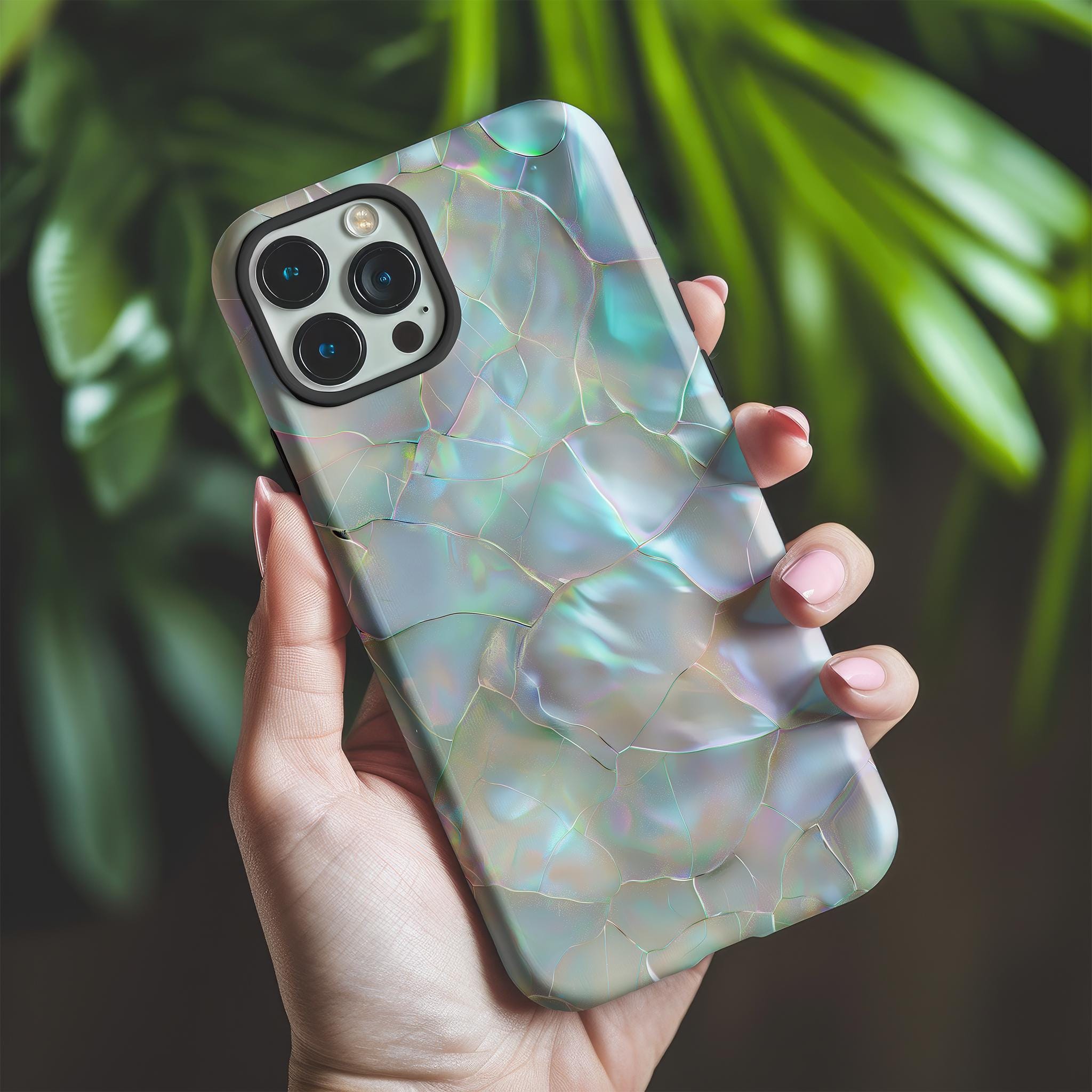 Opal Sea Shell Phone Case: Sturdy & Glossy, Fits iPhone 7-15, Supports ...