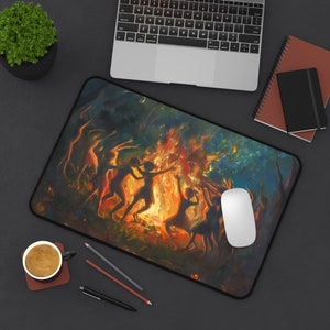 Fire Dance Computer Desk Mat | Vibrant Festival Mouse Pad | Anti-slip ...