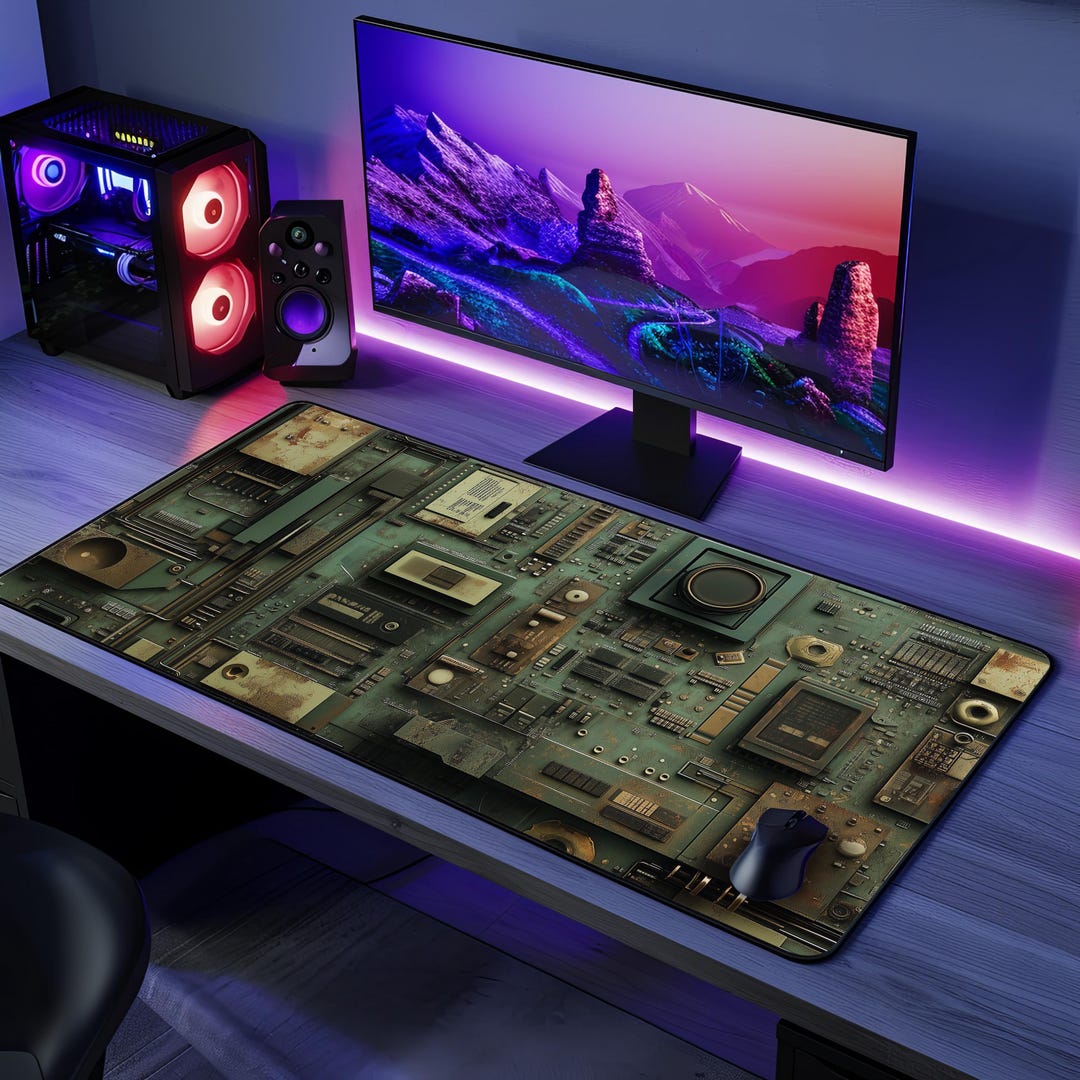 Retro Circuit Desk Mat | Neoprene | Anti-slip | Vintage Technology ...