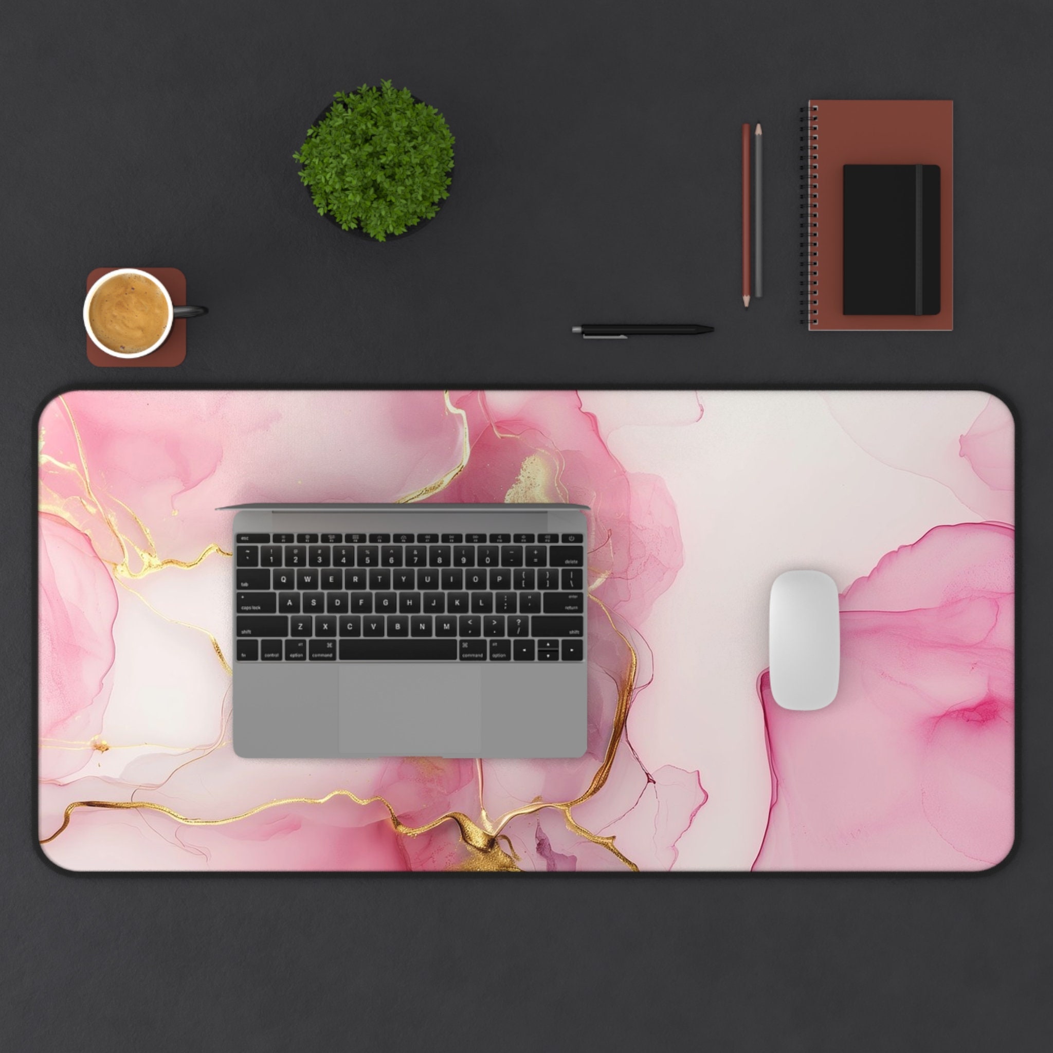 Marble Elegance Computer Desk Mat Pink Marble Mouse Pad Anti-slip ...