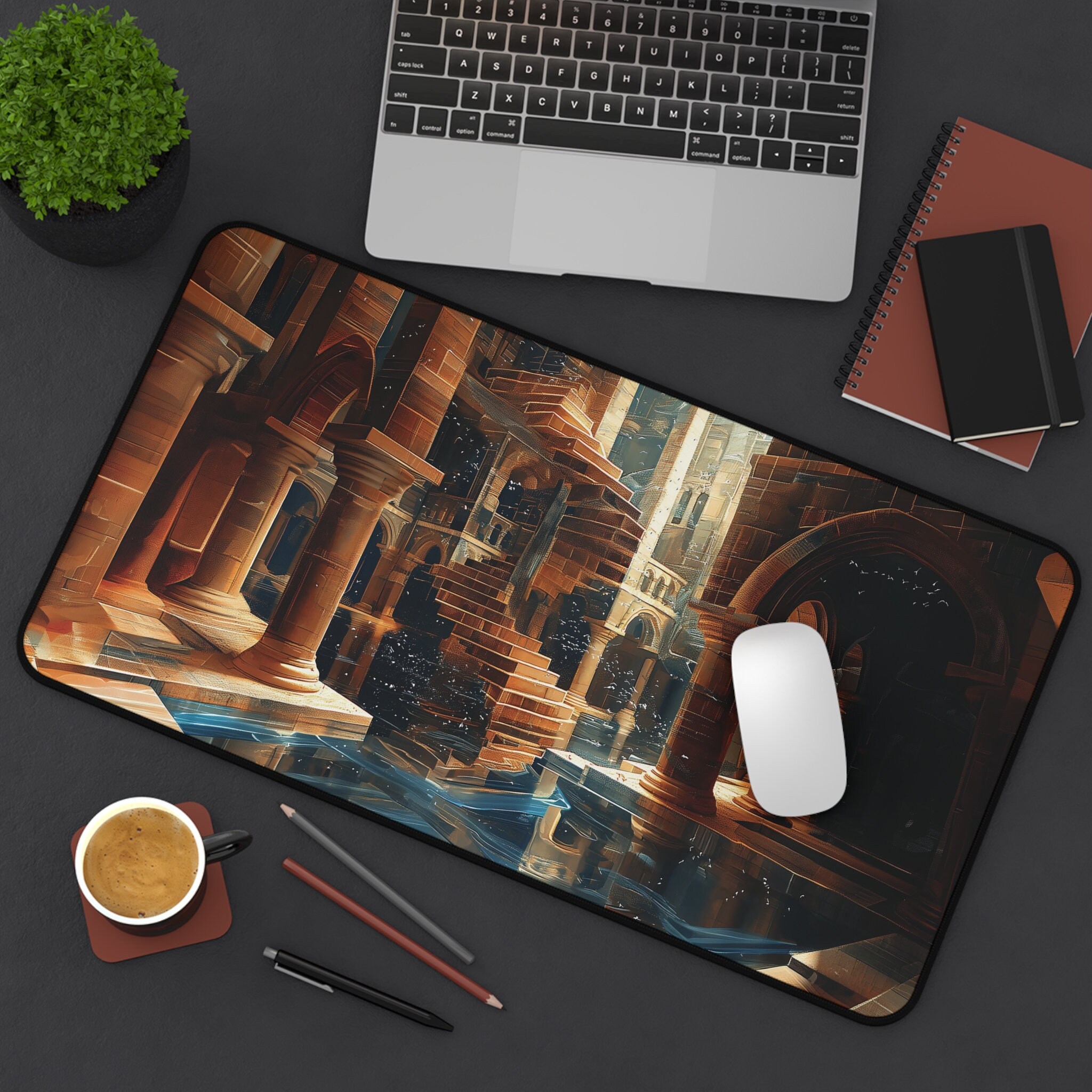 Mystical Ruins Desk Mat | Ancient Temple Design | Gaming & Office Decor ...