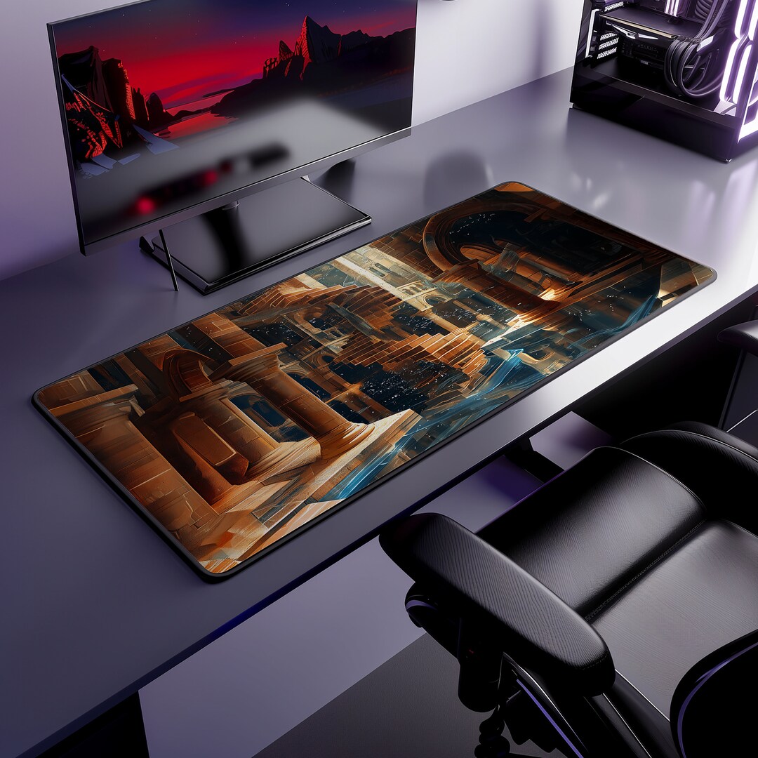 Mystical Ruins Desk Mat | Ancient Temple Design | Gaming & Office Decor ...