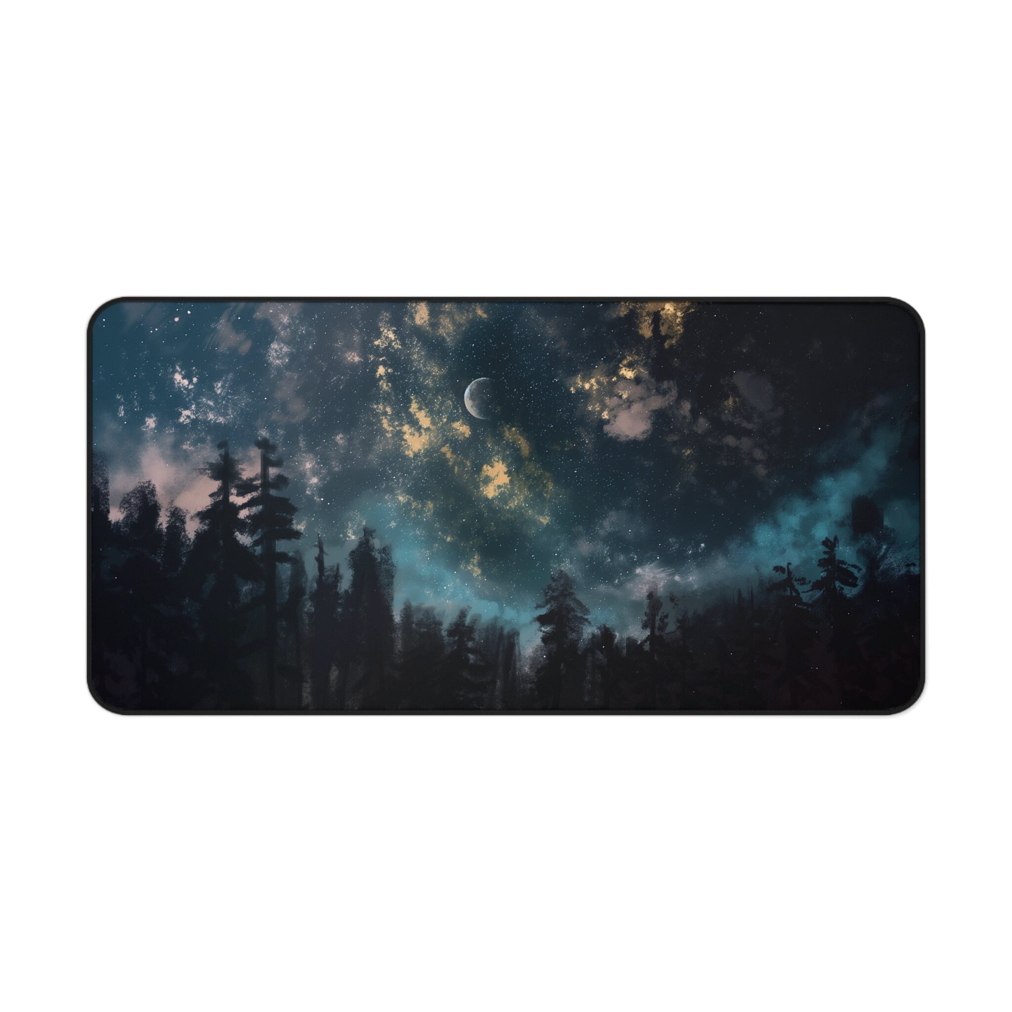 Starry Night Forest Desk Mat | Celestial Anti-slip | 3 Sizes | Office ...