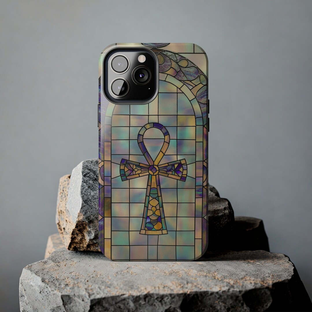 Ancient Ankh Stained Glass Tough Phone Case: High-gloss Finish, Durable ...