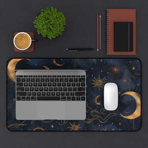Celestial Sun and Moon Computer Desk Mat | Mystic Stars Mouse Pad ...