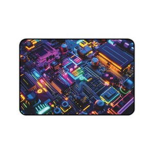 Hyper Neon Circuit Desk Mat | Neoprene | Anti-slip | Futuristic Tech ...