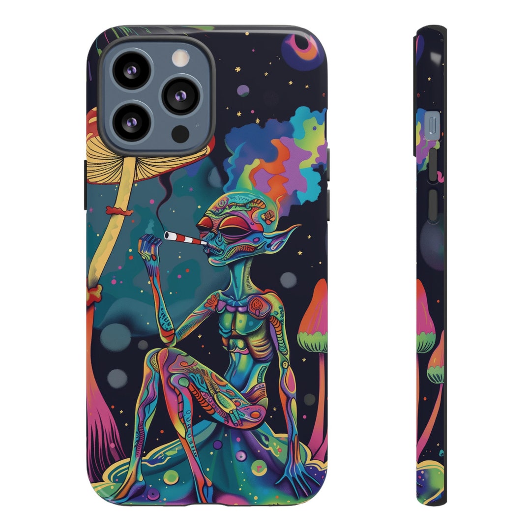 Psychedelic Alien Art Phone Case - Cosmic Imagery Cover for Apple ...