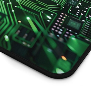 Green Circuit Board Mousepad, Gaming Mousepad, Large Mousepad, Round ...