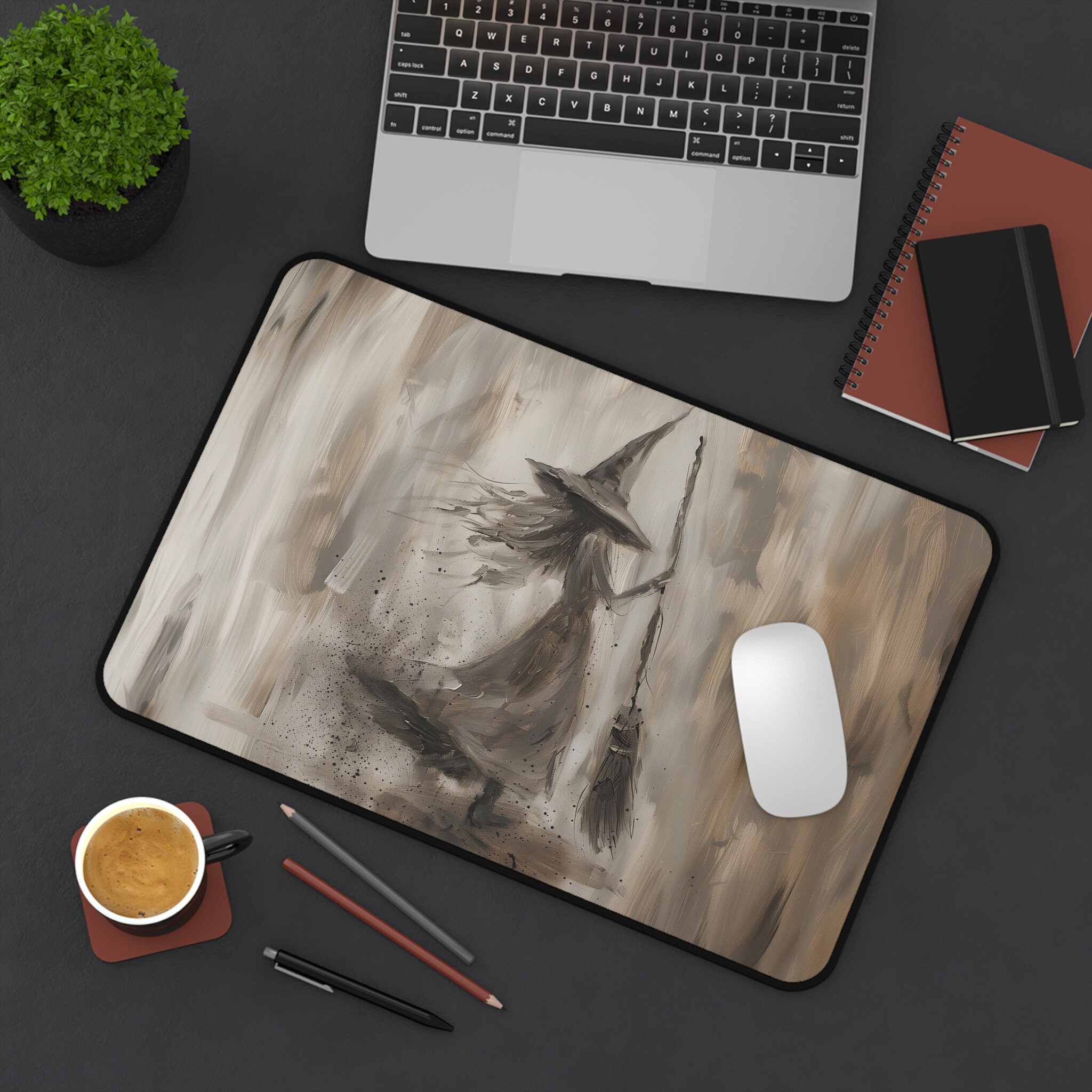 Witch Art Desk Mat | Gaming Mouse Pad | Neoprene | Anti-slip | 3 Sizes ...
