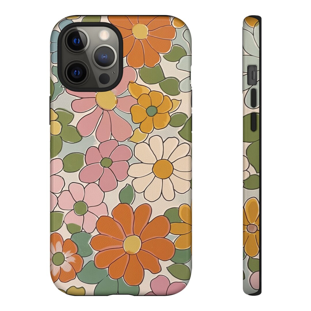 Retro Garden Blossoms Phone Case: Colorful Vintage Floral Design for ...