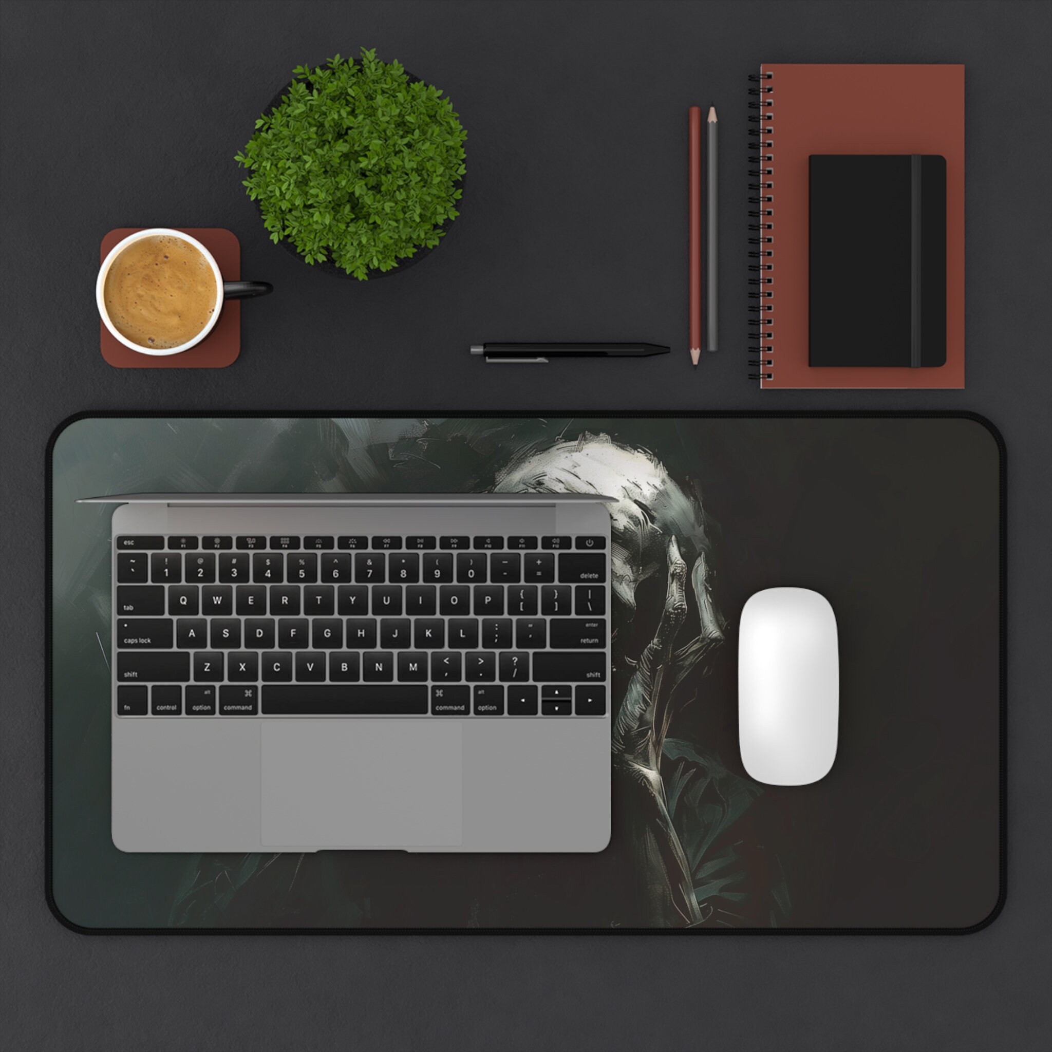 Dark Gothic Skeleton Desk Mat Spooky Mousepad, Gaming Mouse Pad, Large ...