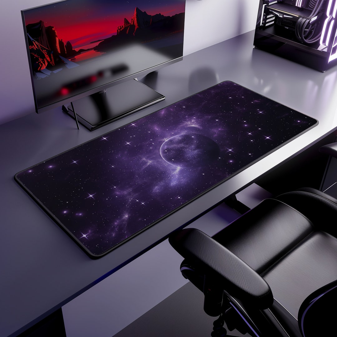 Galaxy Desk Mat | Purple Cosmic Design | Neoprene | Anti-slip | 3 Sizes ...