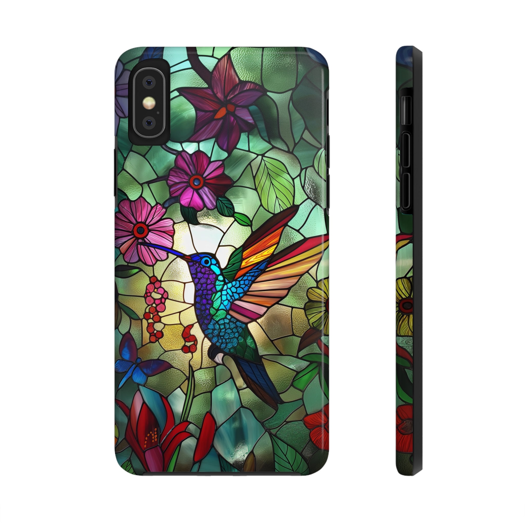 Vibrant Hummingbird Stained Glass Phone Case: High-gloss Finish, Impact ...
