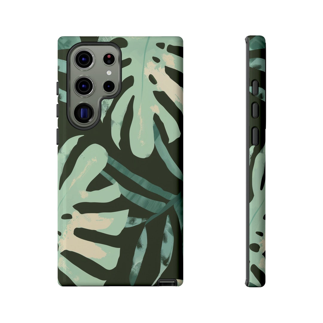 Tropical Monstera Phone Case - Green Leaf Design, Botanical Art Cover ...