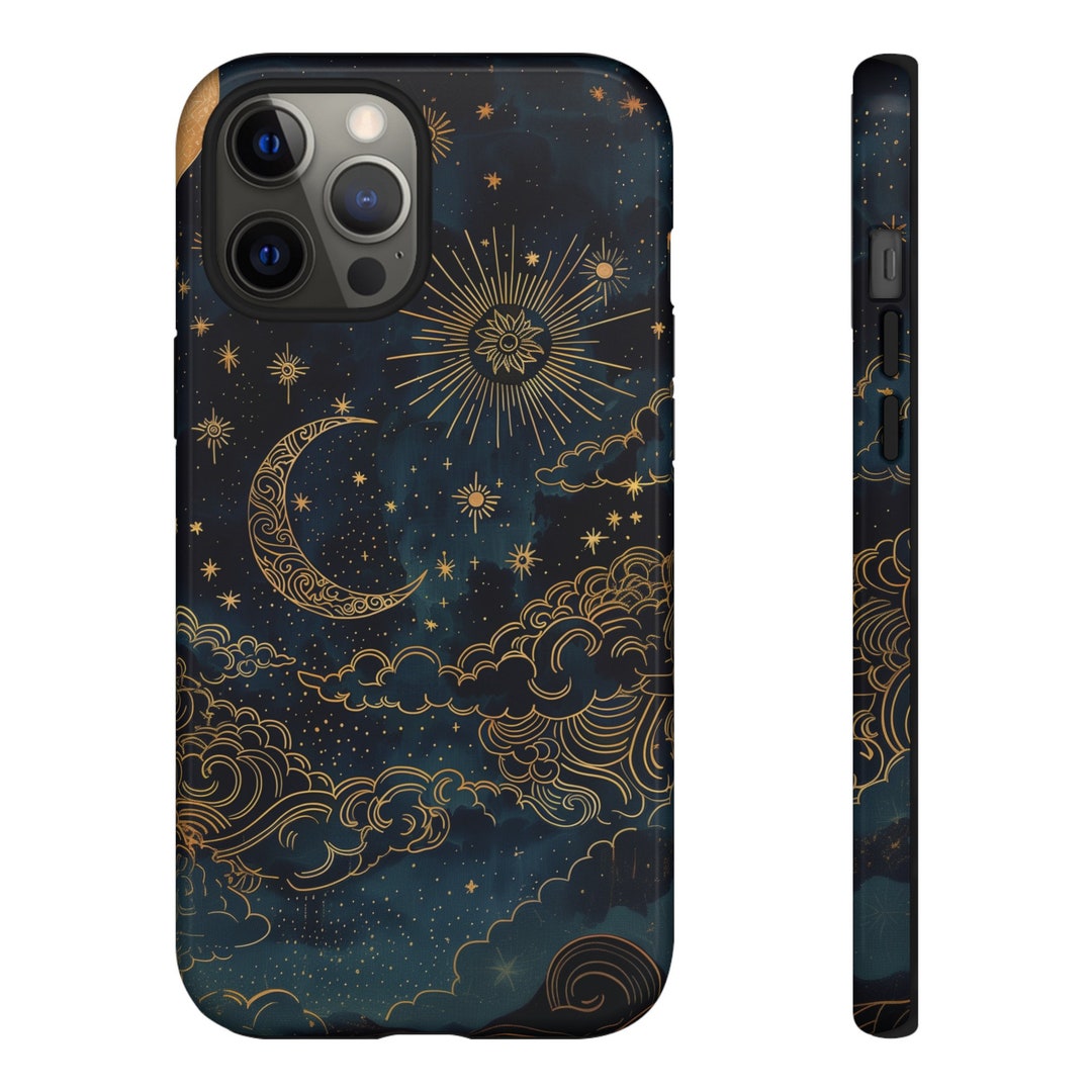 Celestial Night Sky Phone Case: Mystical Moon and Stars Design for ...
