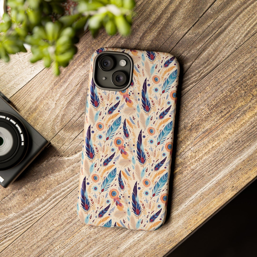 Bohemian Feather Harmony Phone Case - Whimsical Pattern Cover for ...