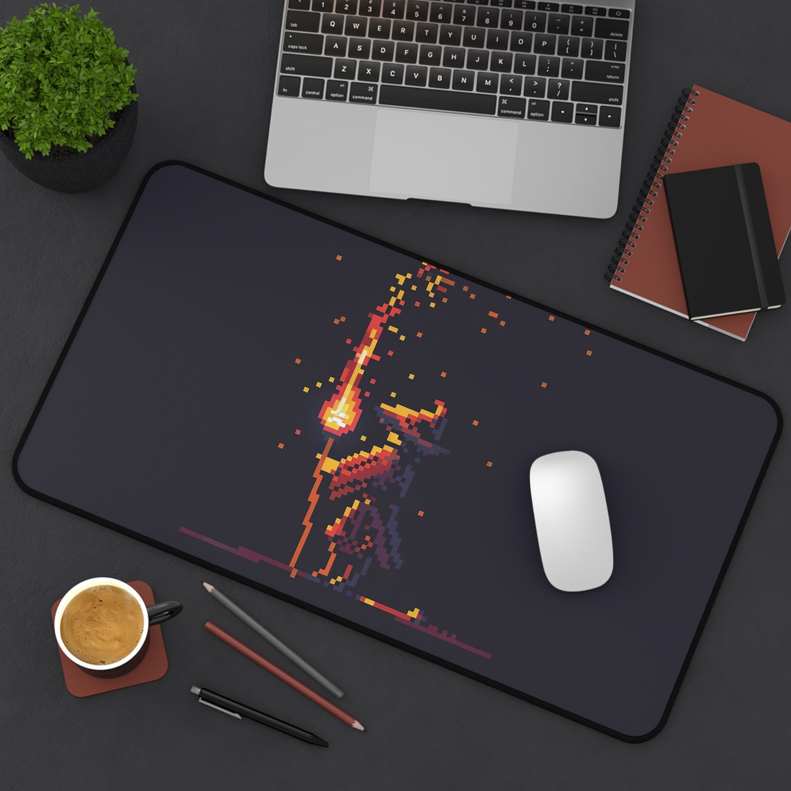 Pixel Art Wizard Desk Mat | Gaming Mouse Pad | Neoprene | Anti-slip | 3 ...