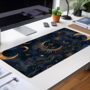 Celestial Sun and Moon Computer Desk Mat | Mystic Stars Mouse Pad ...