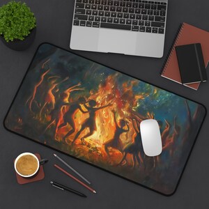 Fire Dance Computer Desk Mat | Vibrant Festival Mouse Pad | Anti-slip ...